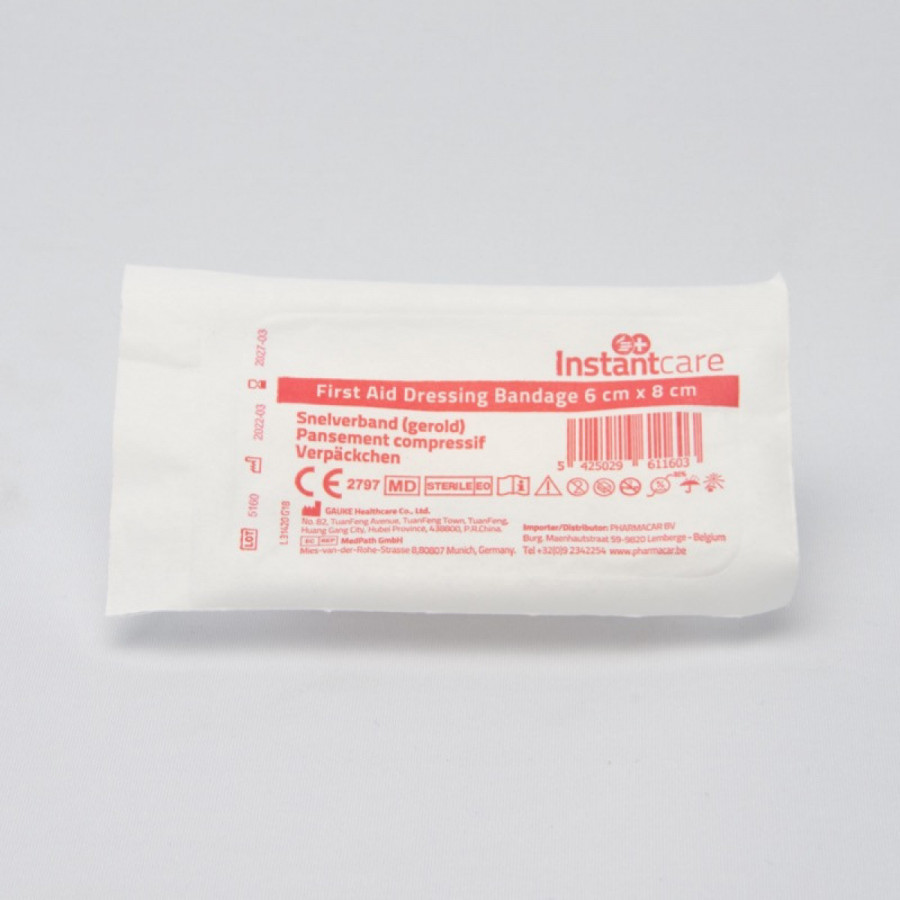 Snelverband nr. 1, 6 x 8 cm, gerold model met 1 windsel - EHBOnline